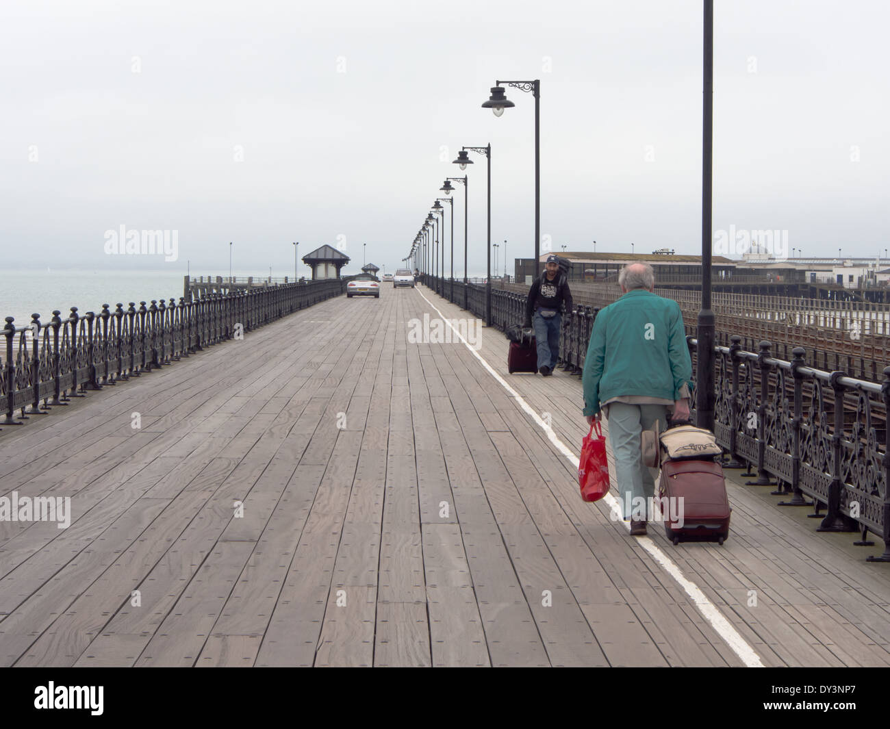 Ryde pier, Ryde, Isle of Wight. Cars can travel along the pier for a ...