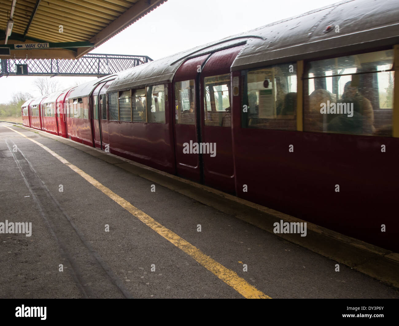 An Island line train at Brading station on the Isle of Wight, The ...
