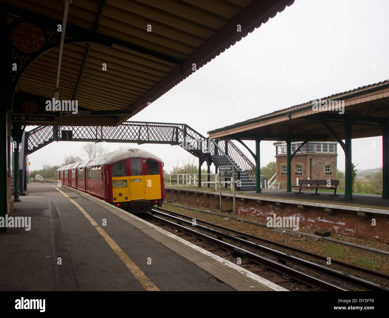 An Island line train at Brading station on the Isle of Wight, The ...