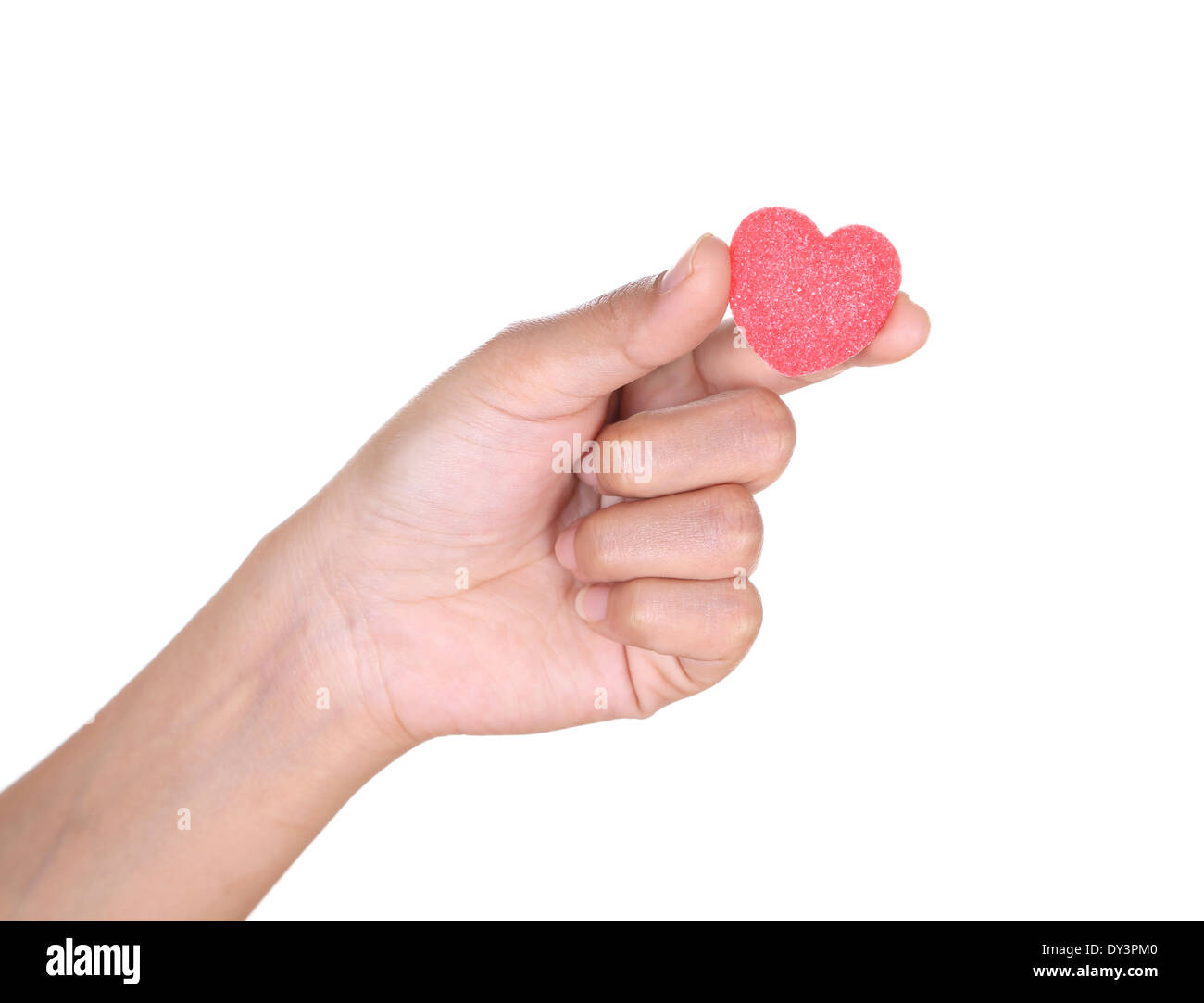 hands holding heart candy isolated on white background Stock Photo - Alamy