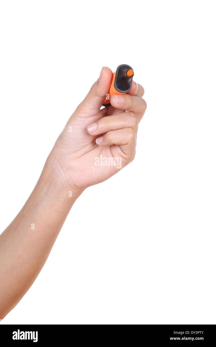 Hand with marker pen isolated on white background Stock Photo - Alamy