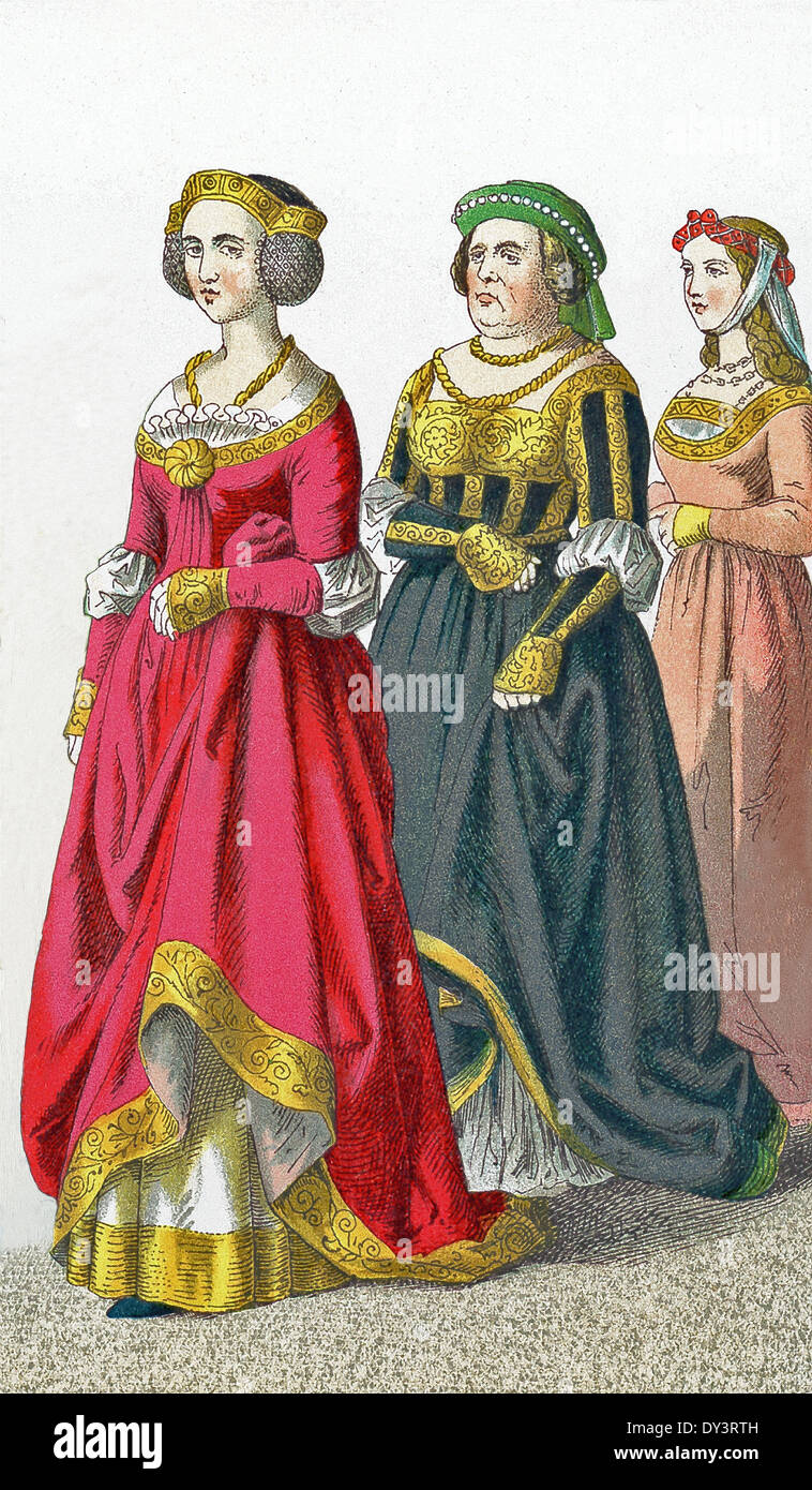 The figures represented here are a German lady of rank and two female ...