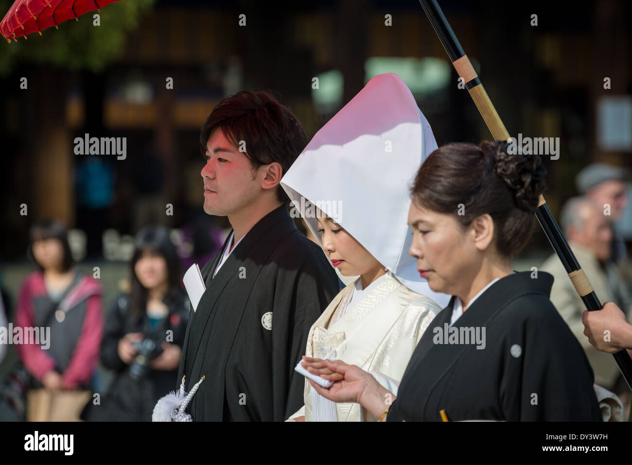 At Traditional Japanese Shinto Wedding Ceremony At Meiji Jingu Shrine