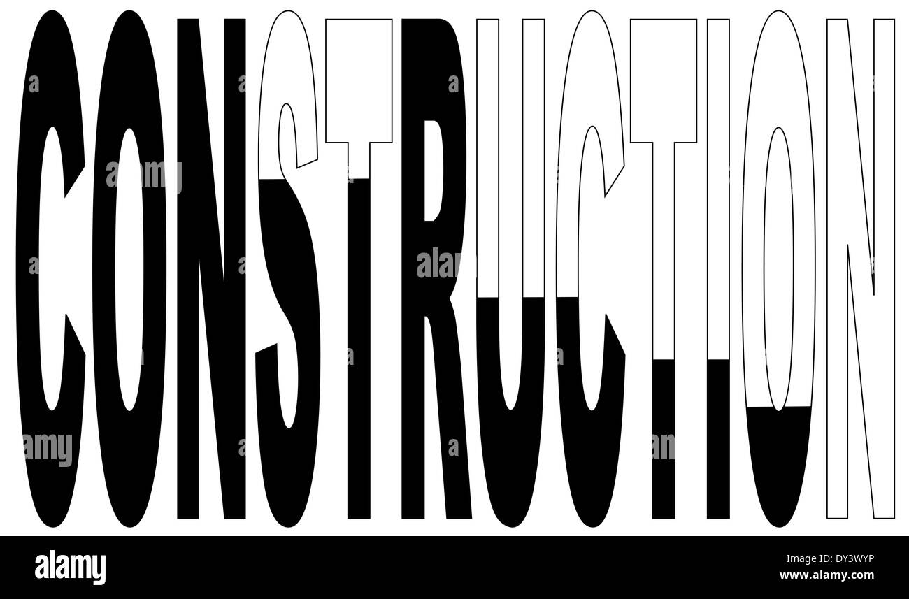 The word construction being constructed over a white background Stock ...