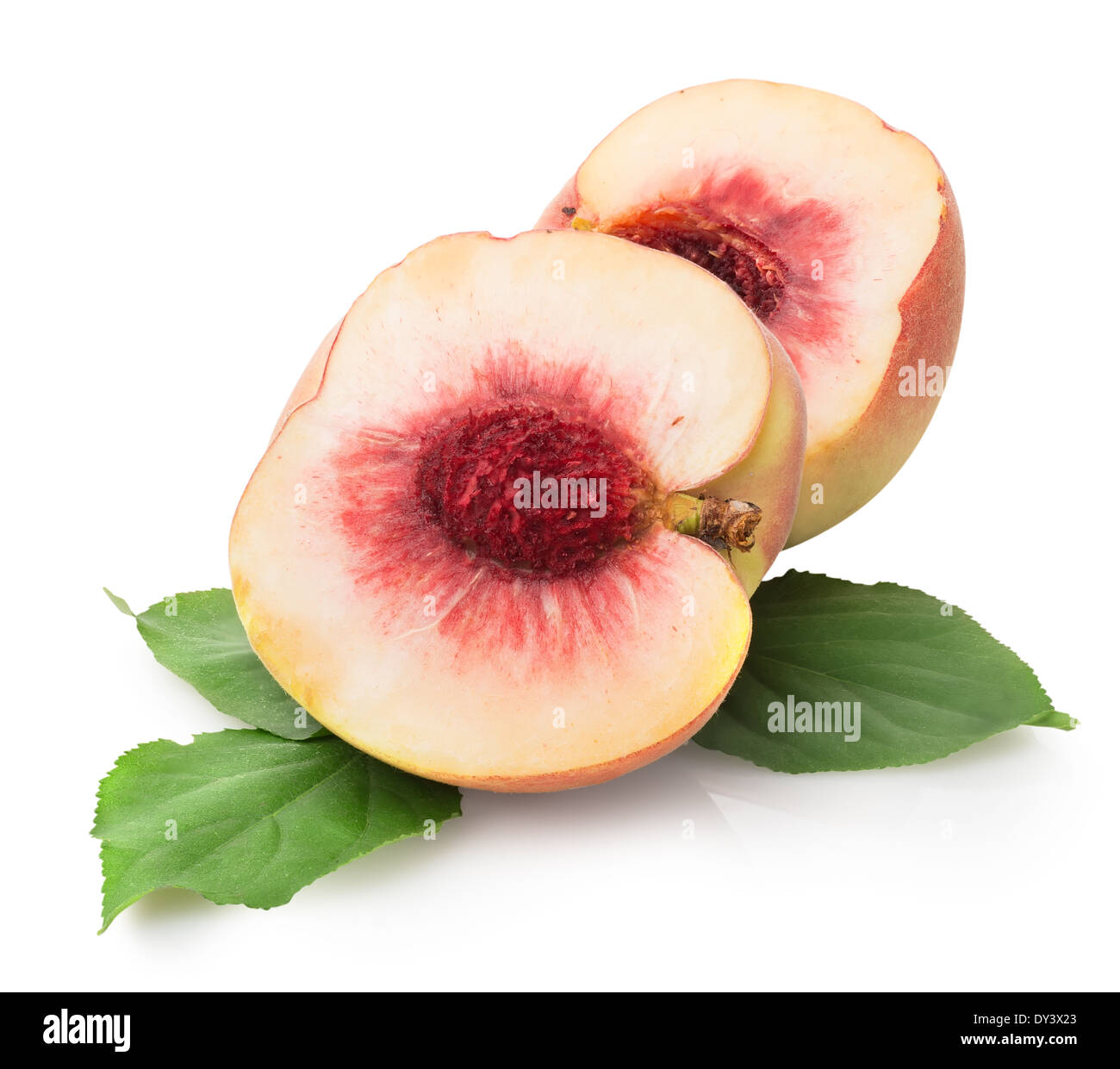 Sweet delicious peaches isolated on a white background Stock Photo - Alamy