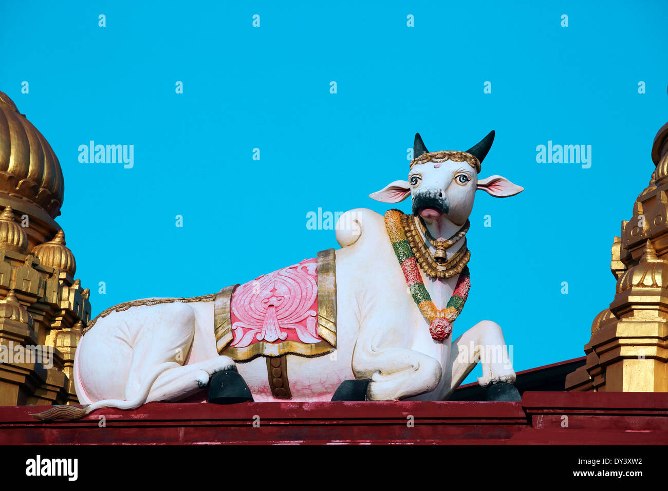 Sacred cow sculpture on Hindu temple gopuram in Jaffna, Sri Lanka Stock ...