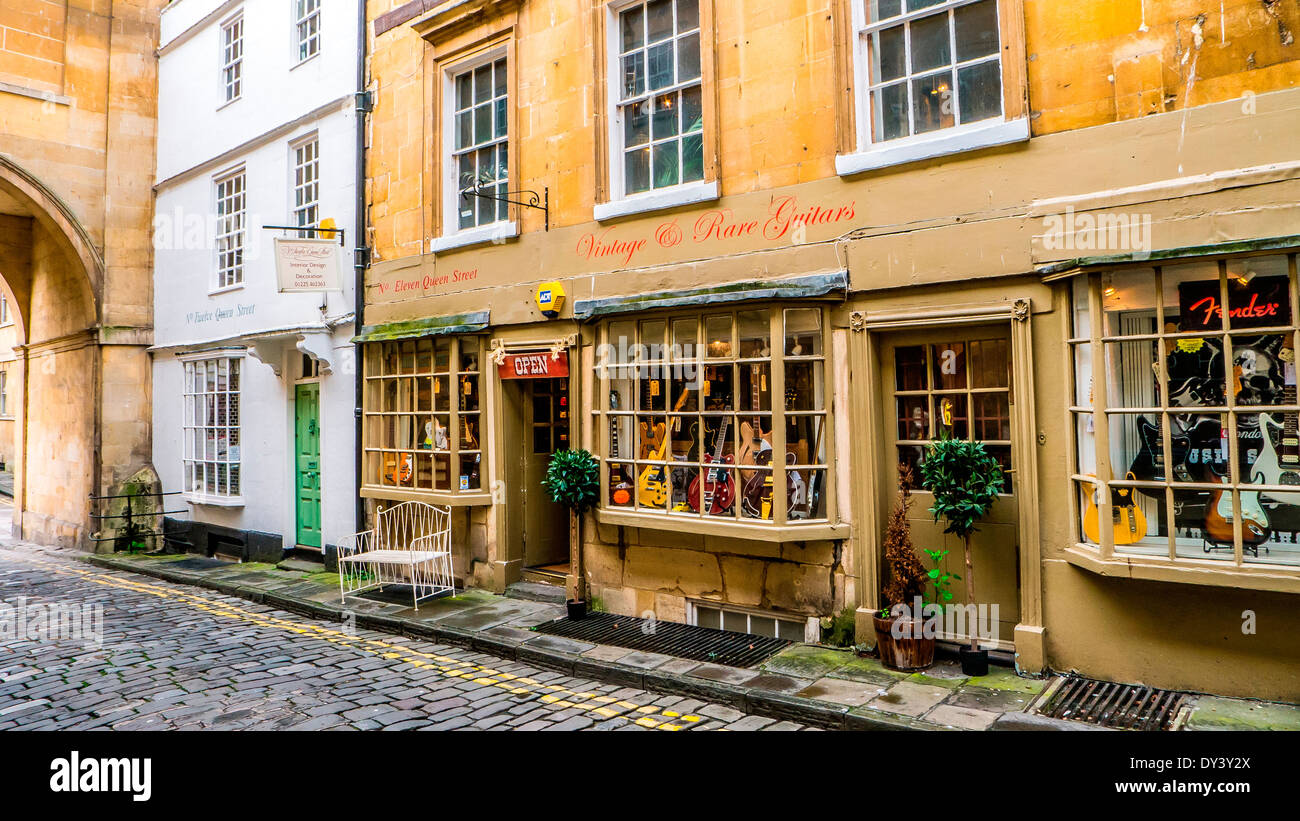 View of traditional shop fronts in Queen Street in the beautiful ...