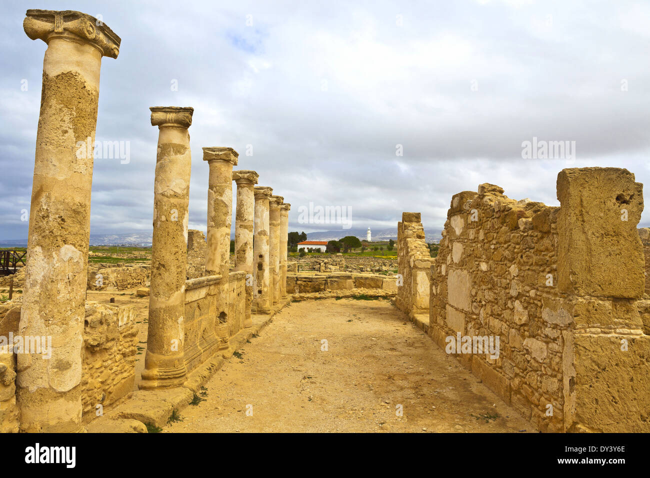 Greek columns at the Archaeological Helenistic and Roman site at Kato ...