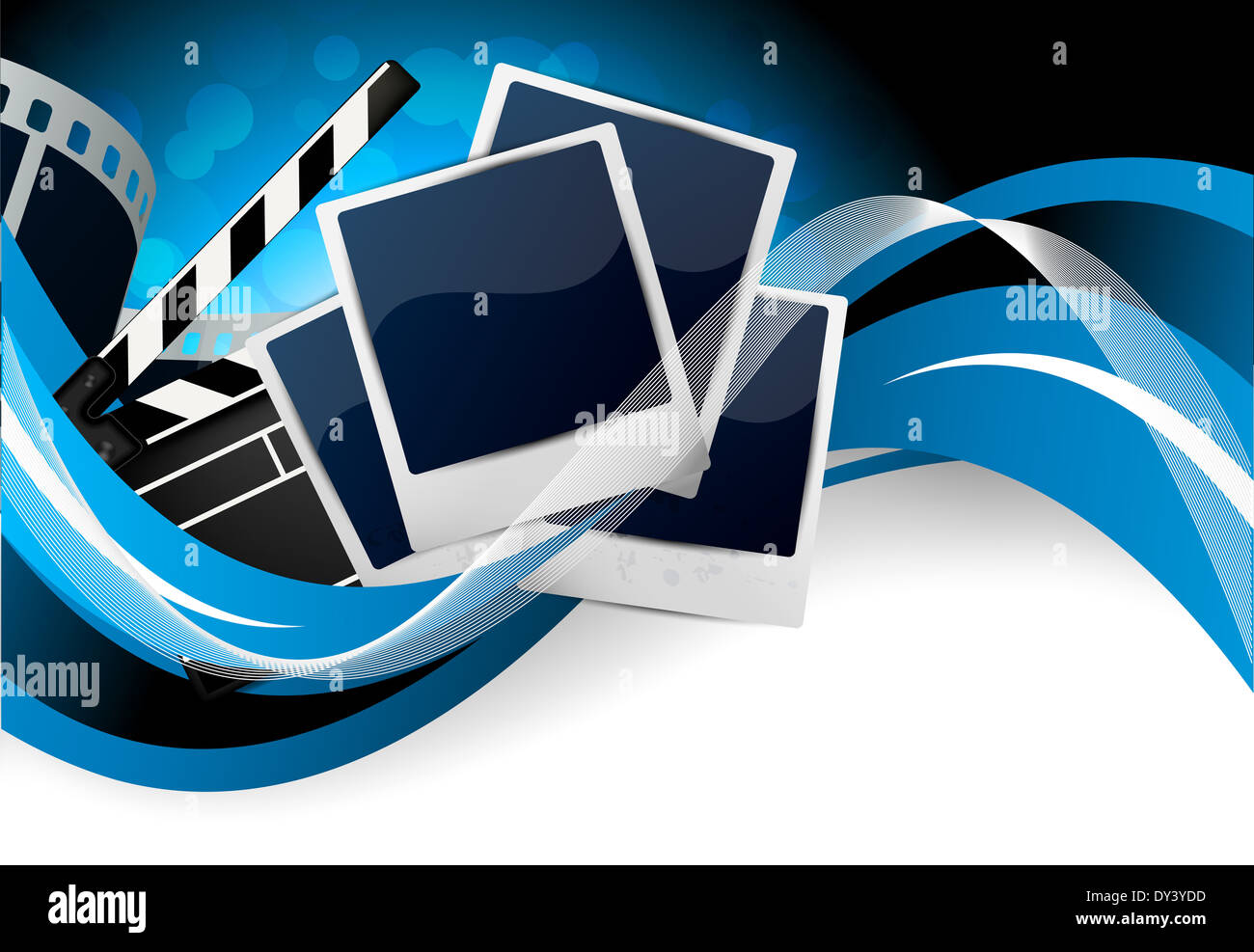 Background with cinema elements in blue color Stock Photo - Alamy