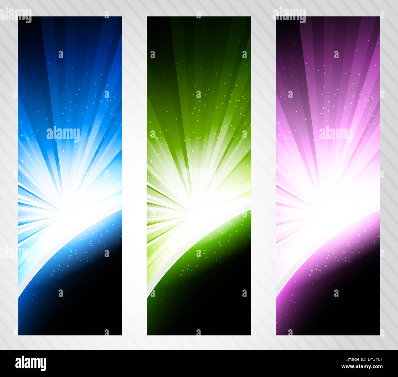 Set of color bright banners with rays Stock Photo - Alamy