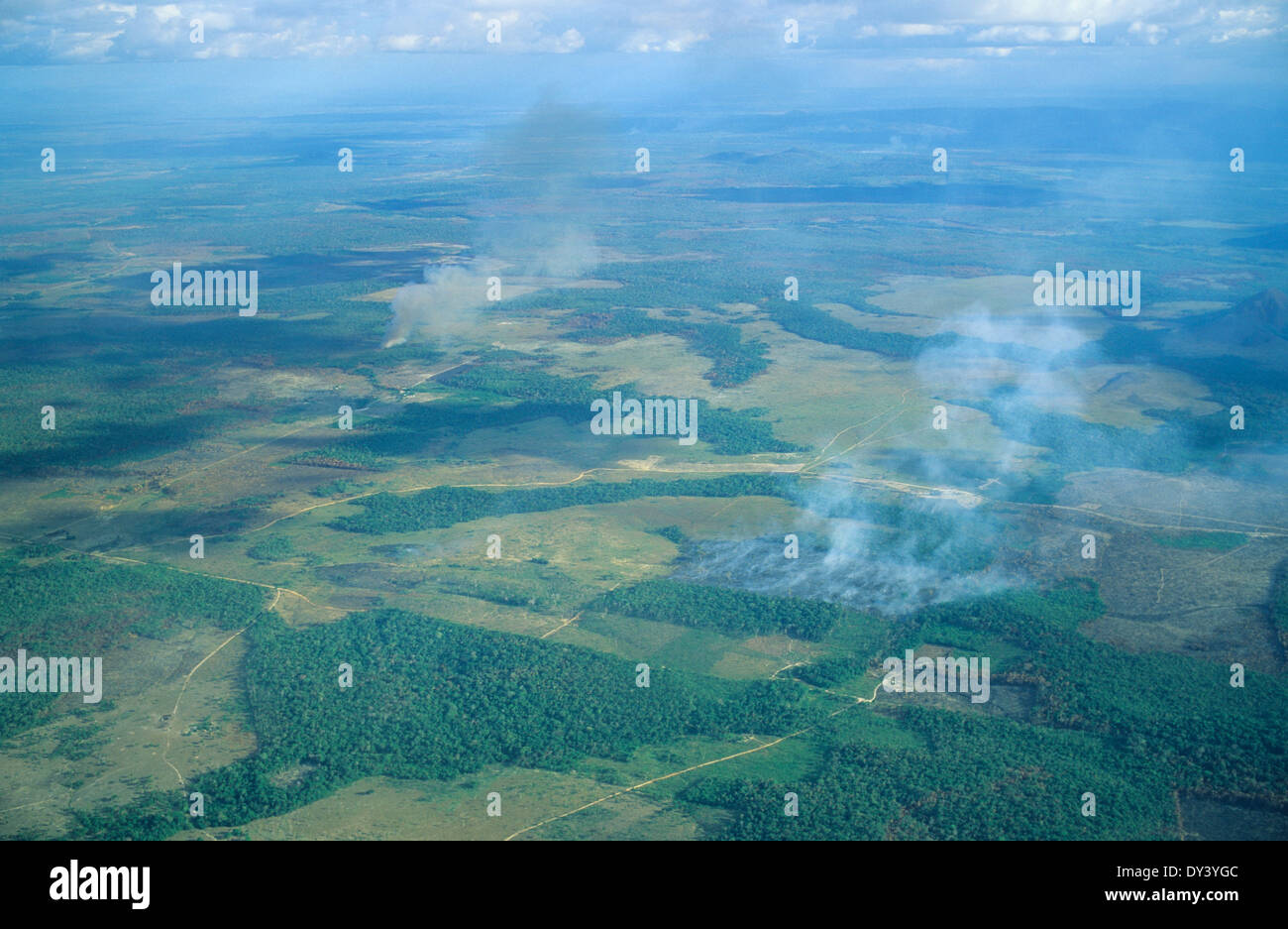 Aerial photos of rainforest habitat, forest fires, slash and burn ...