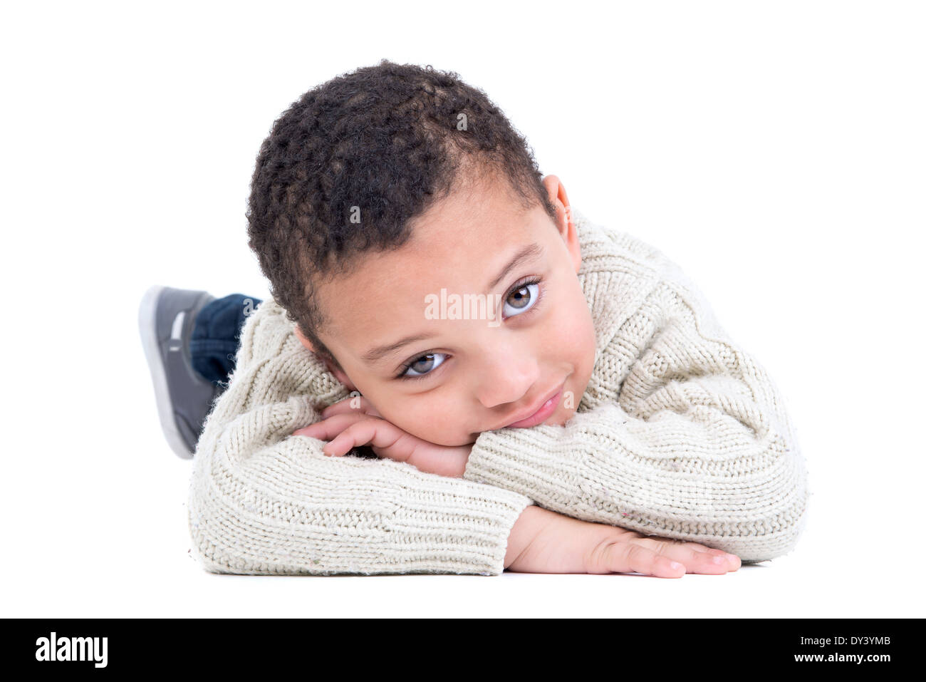 Young boy posing isolated in white Stock Photo - Alamy