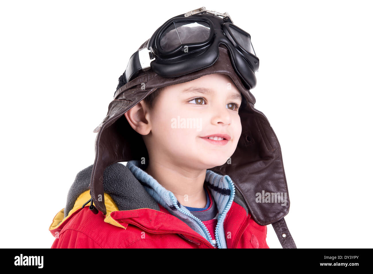 Young boy pilot isolated in white Stock Photo - Alamy