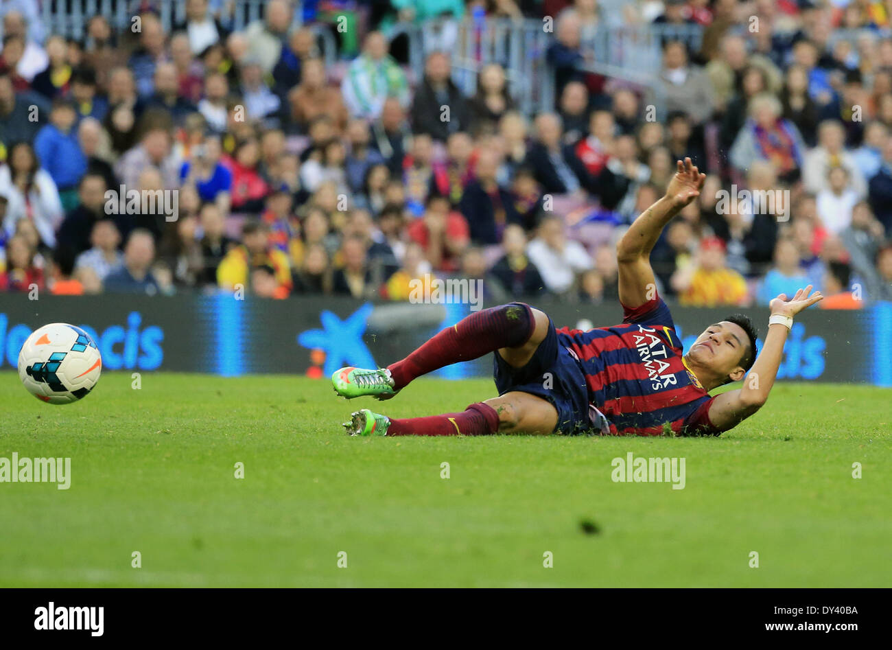 Barcelona, Spain. 5th Apr, 2014. Alexis Sanchez in the match between FC ...