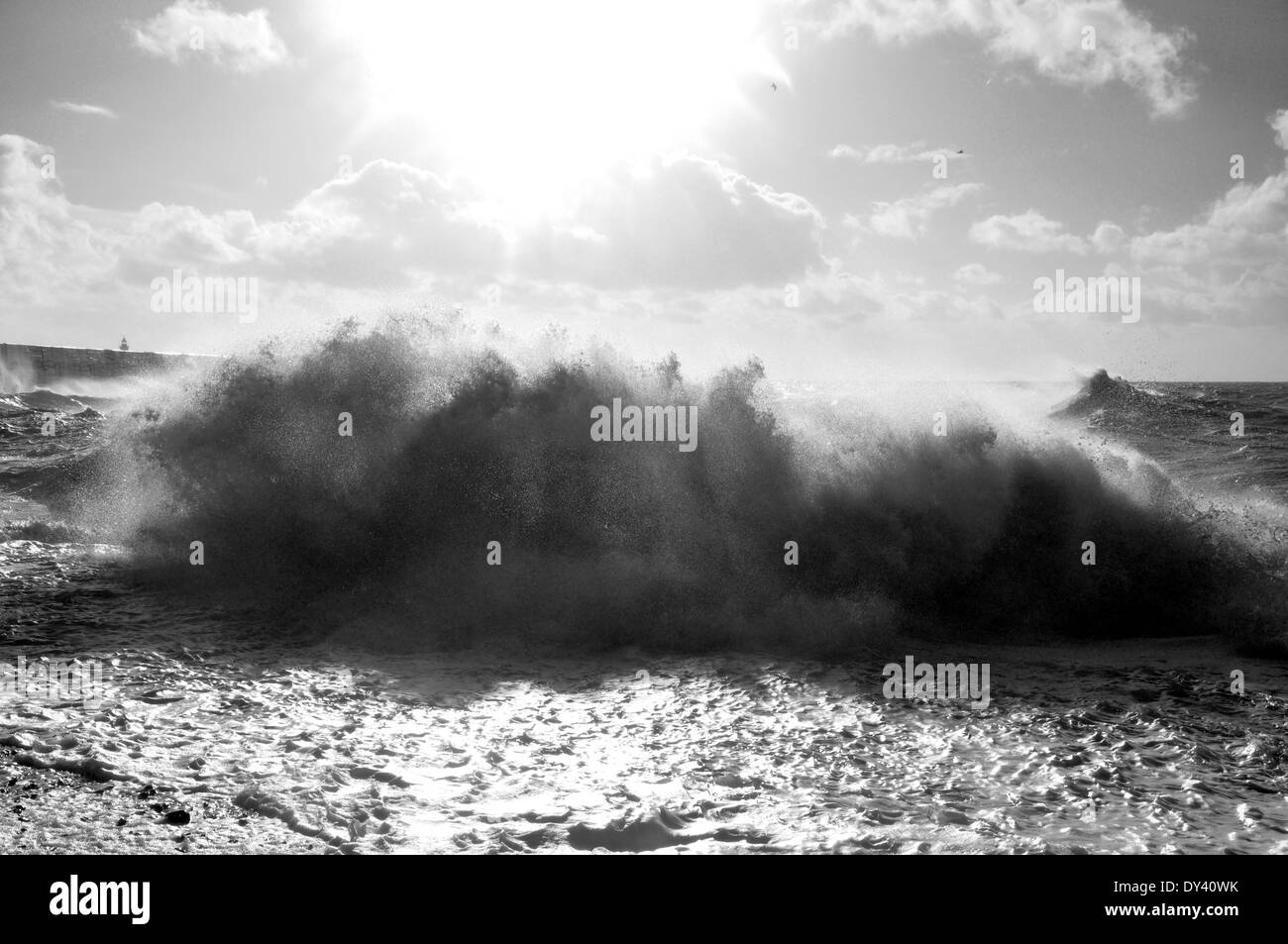 waves crashing and stormy sea in English Channel Stock Photo - Alamy