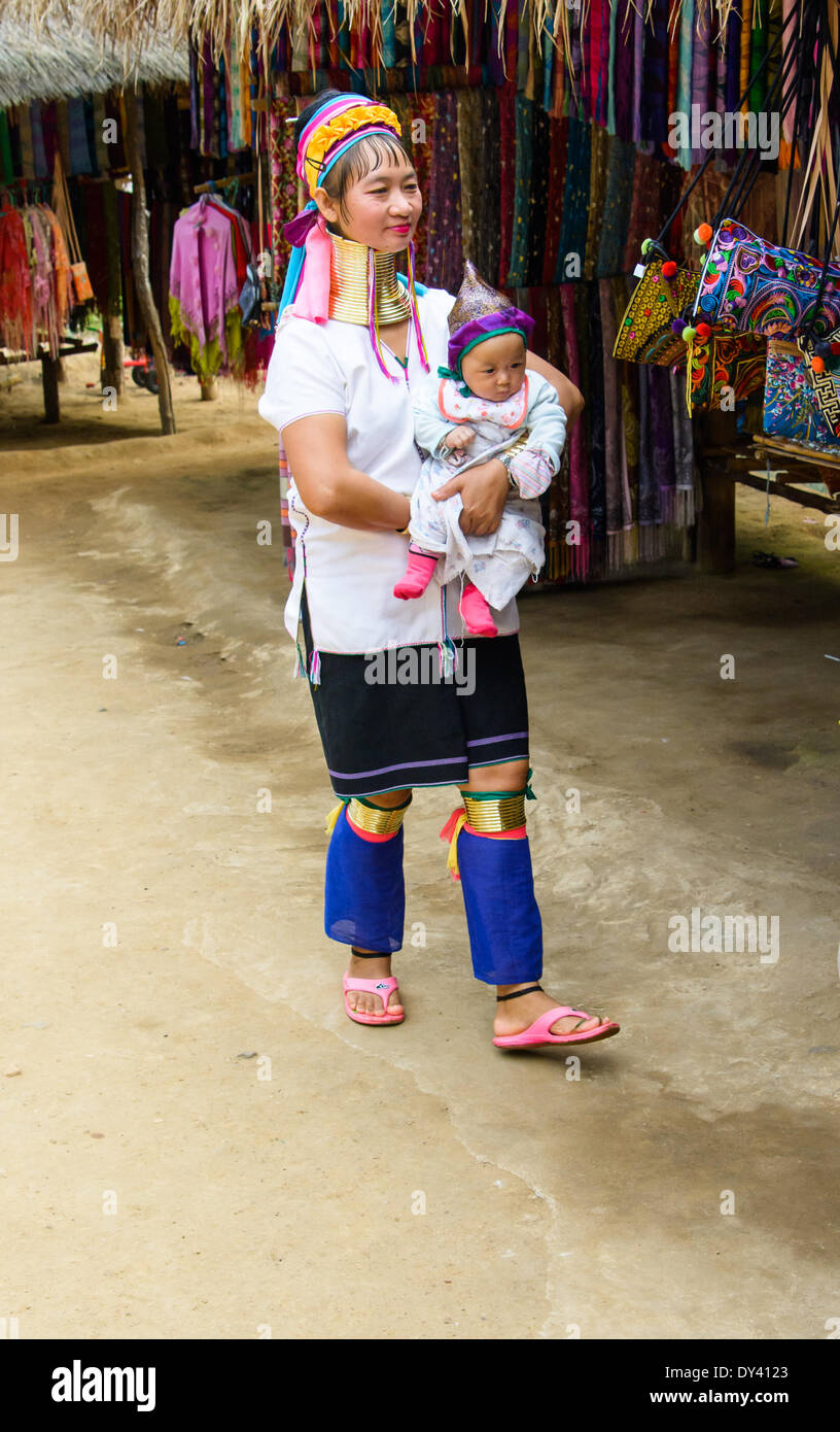 Chiang Mai, Thailand - December 09 2013: Long Neck Kayan Woman, a ...