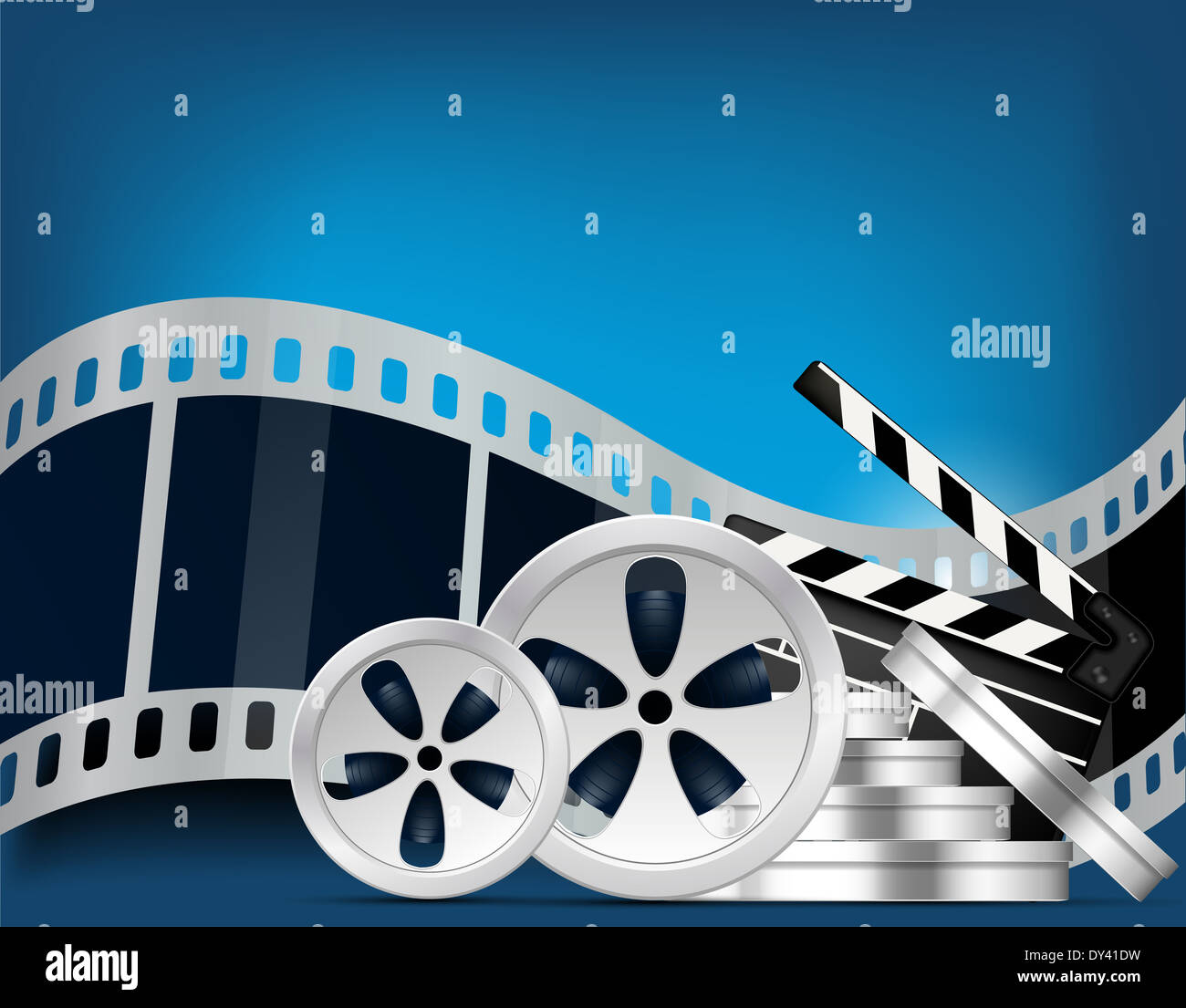 Cinema background with photoframe in blue color Stock Photo - Alamy