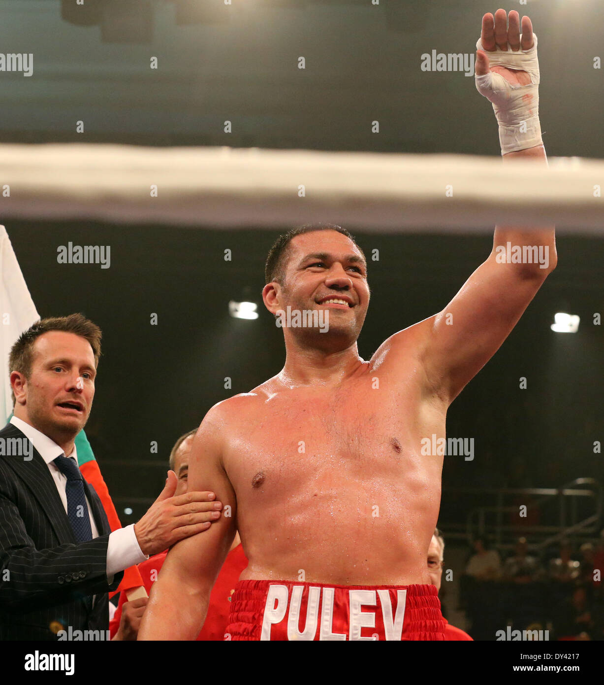 Rostock, Germany. 05th Apr, 2014. The Bulgarian Kubrat Pulev wins the ...