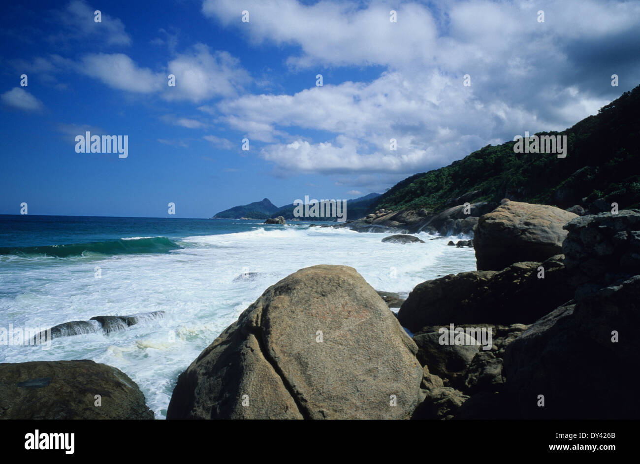 Ilha Grande, Atlantic coast island, temperate rainforest. Angra dos ...
