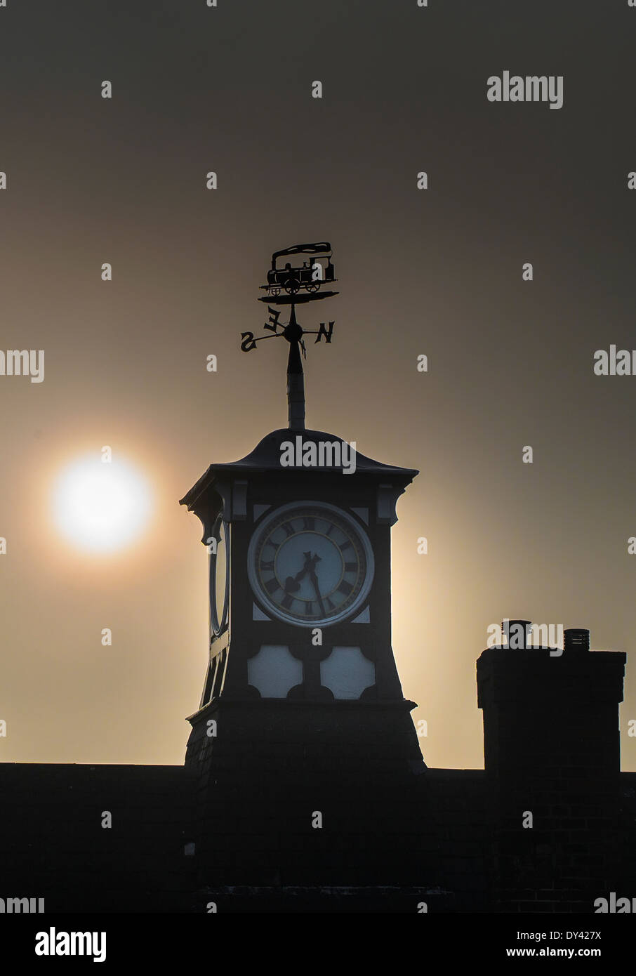 Clock Tower at Railway Station Stock Photo - Alamy