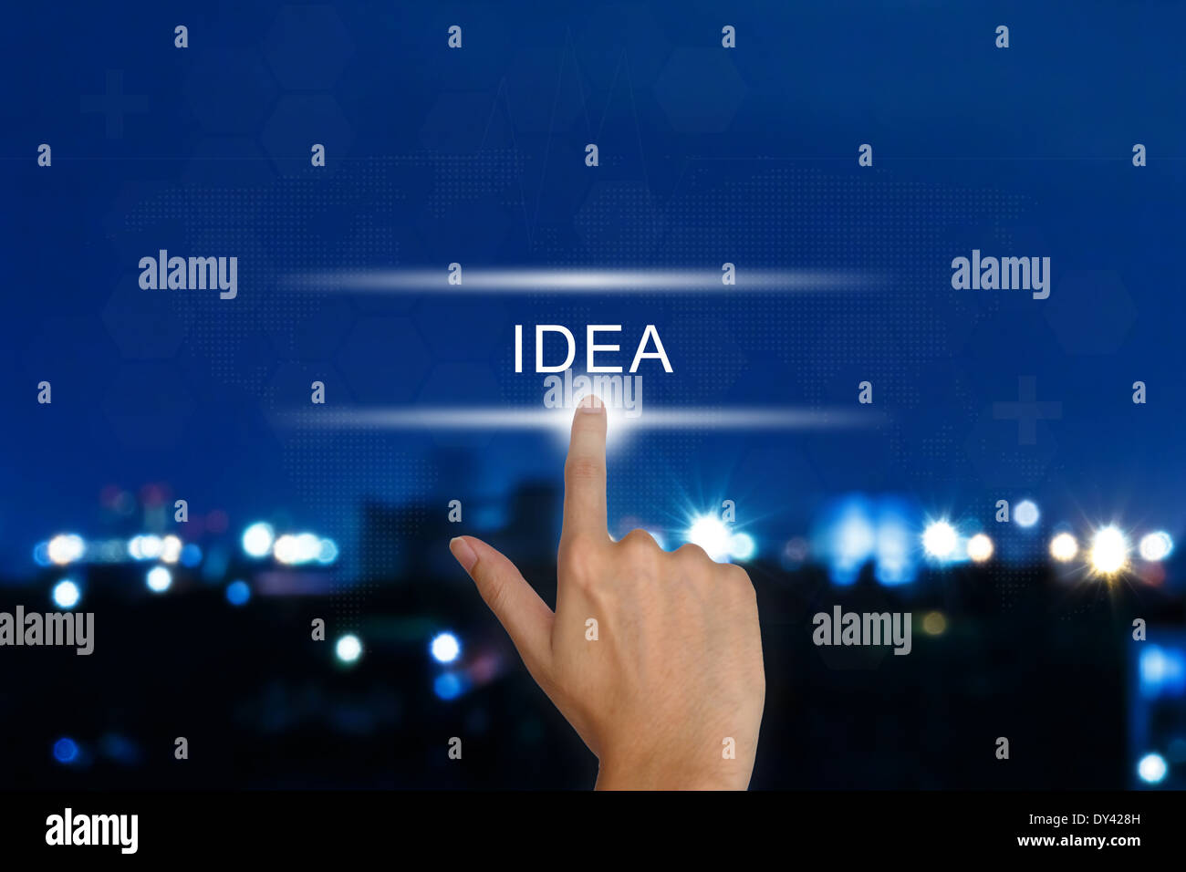 hand clicking idea button on a touch screen interface Stock Photo - Alamy