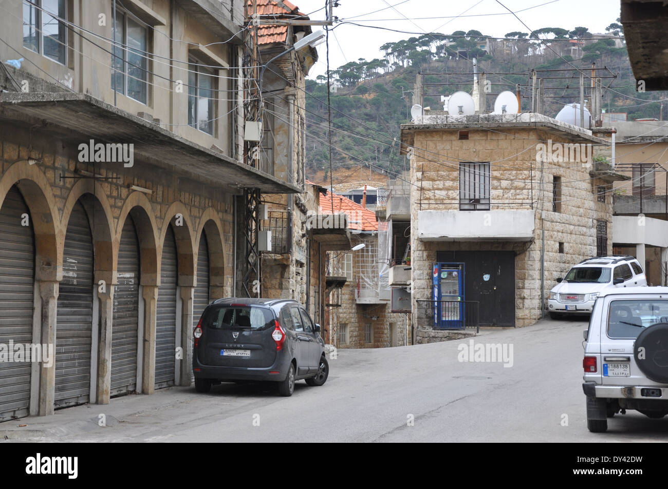 A street scene in a suburb of Beirut, the capital of Lebanon Stock ...
