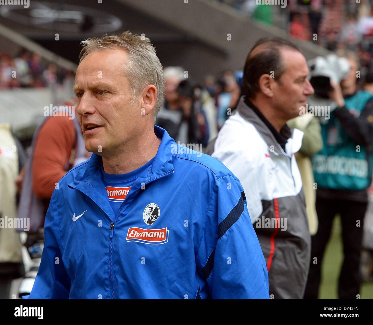 Stuttgart, Germany. 05th Apr, 2014. Freiburg's coach Christian Streich ...