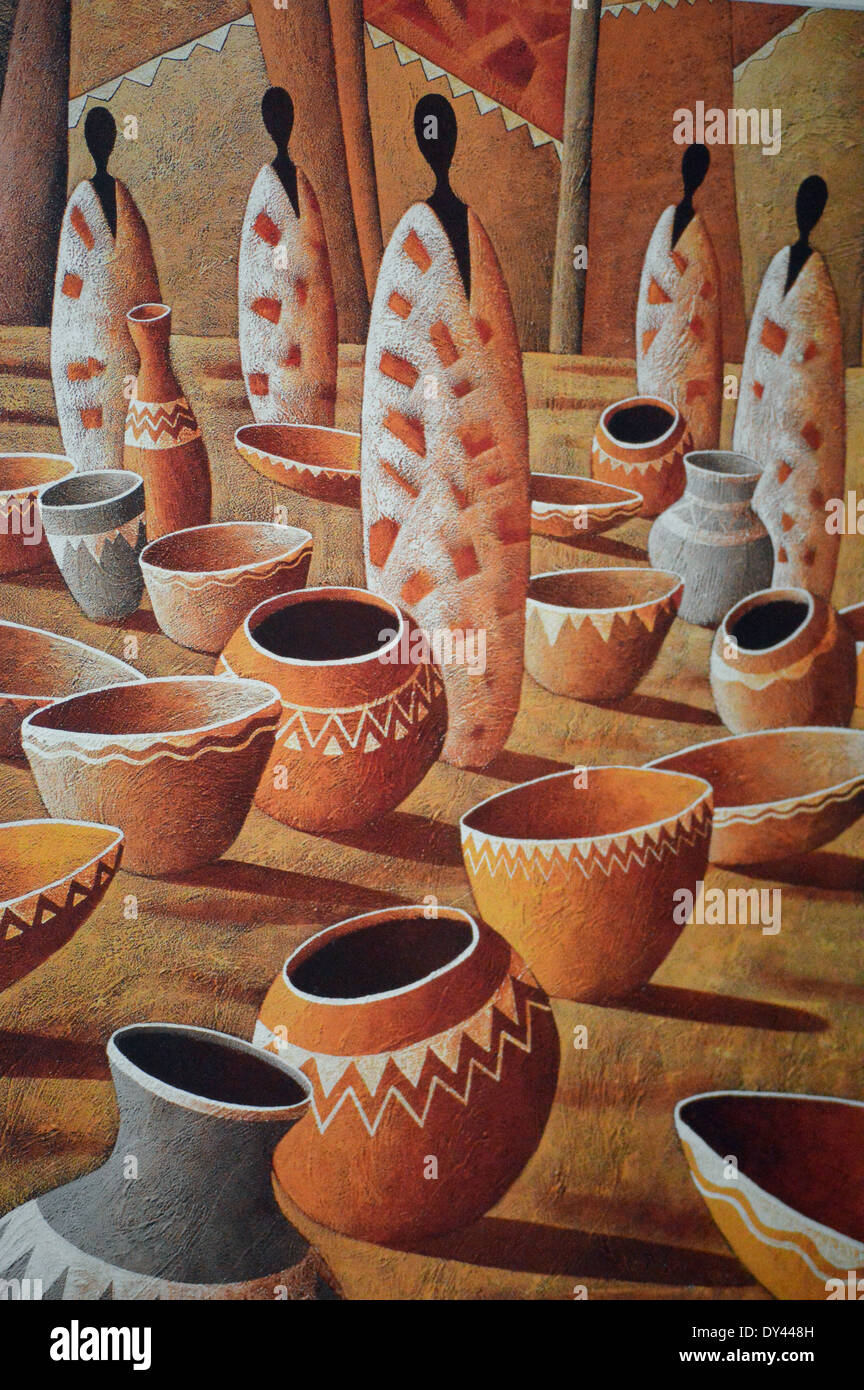 African Art, Section of Painting by Artist Jöga on Display in the Hotel ...