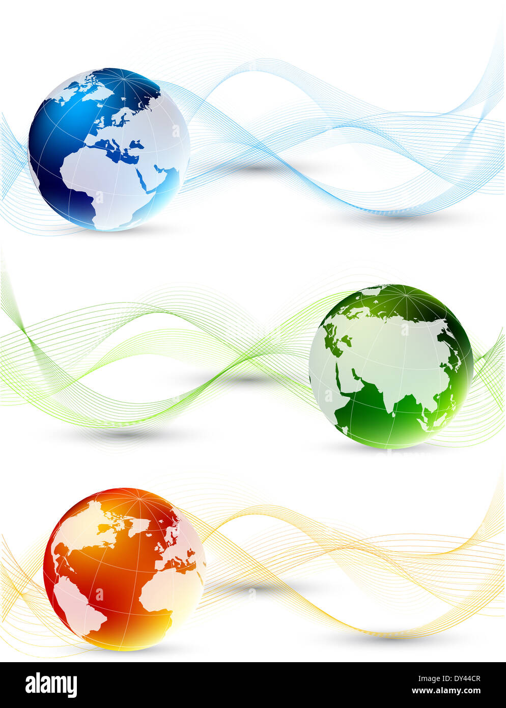 Set of banner with globes and waves Stock Photo - Alamy