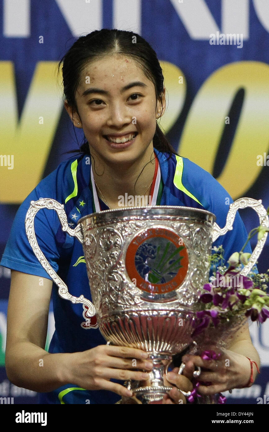 New Delhi, India. 6th Apr, 2014. Chinese player Wang Shixian poses for ...
