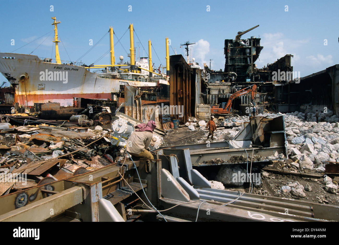 INDIA Mumbai, ship breaking yard in harbor area, cargo ships will be ...