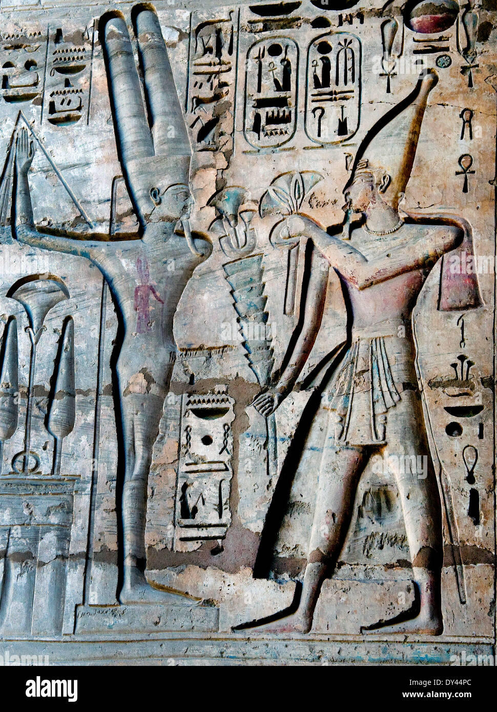Temple of Ramses III at Medinet Habu: reliefs on the wall in the first ...