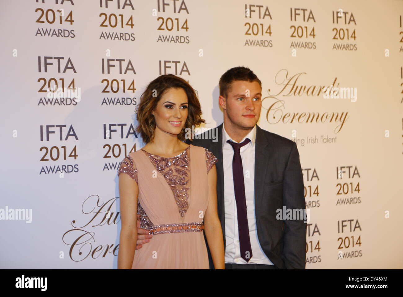 Dublin, Ireland. 5th April 2014. Iris model Madeleine Mulqueen (left ...