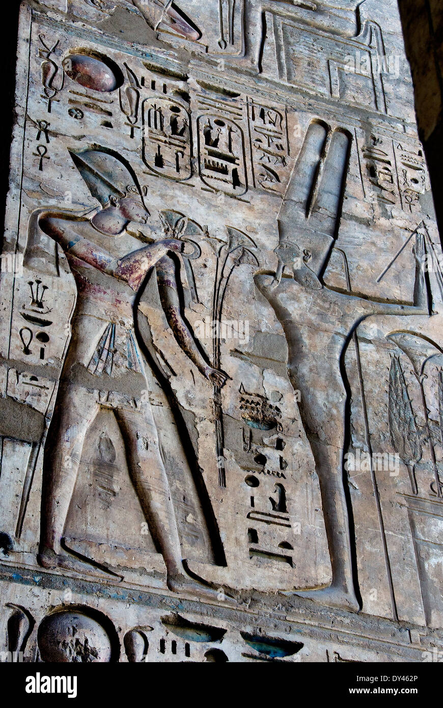 Temple of Ramses III at Medinet Habu: reliefs on the wall in the first ...