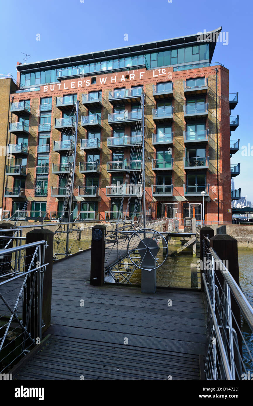 Small and narrow steel bridge leading to newly converted apartments at ...