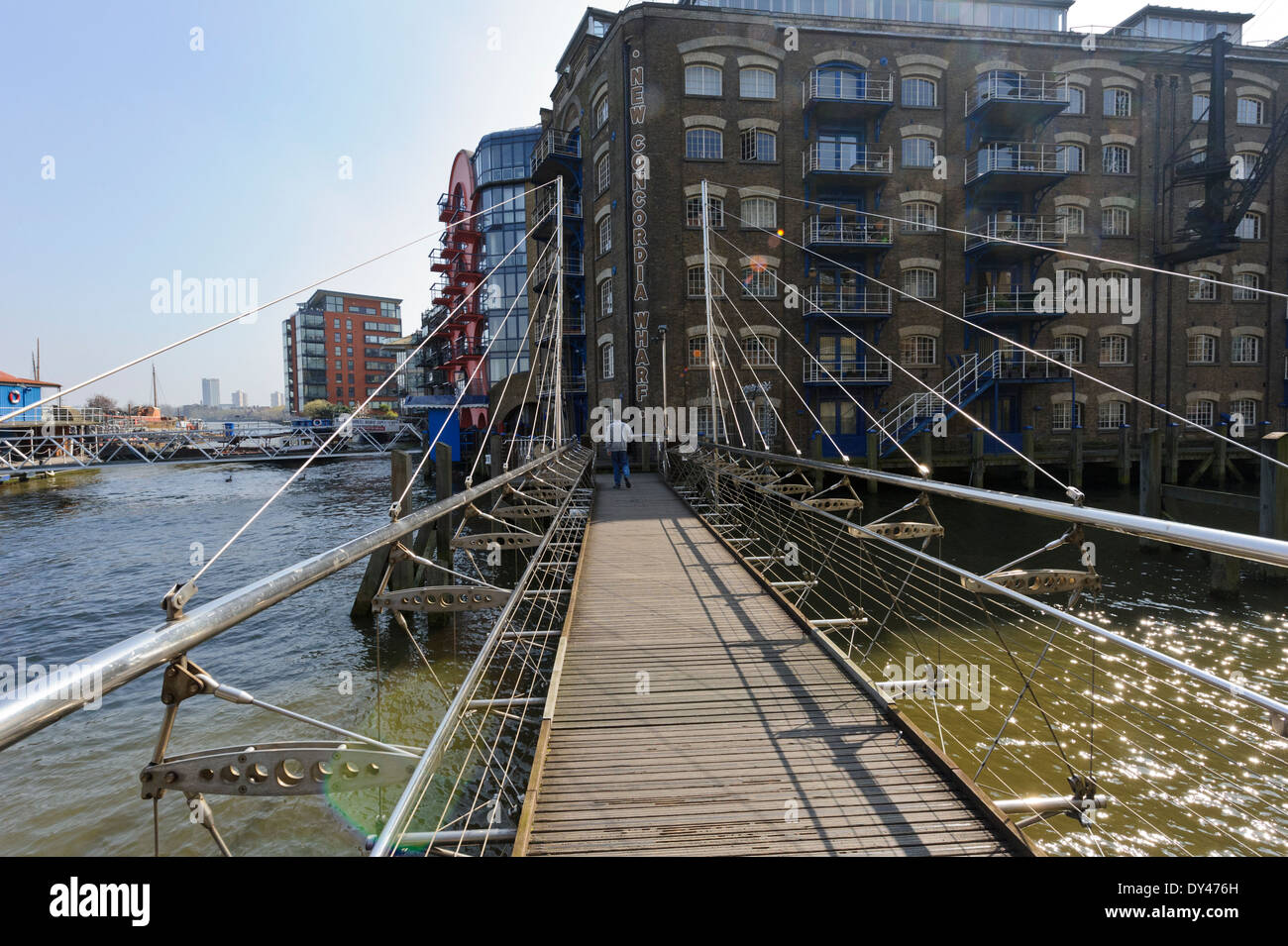 A modern pedestrian crossing at Butler's Wharf near the docks, London ...