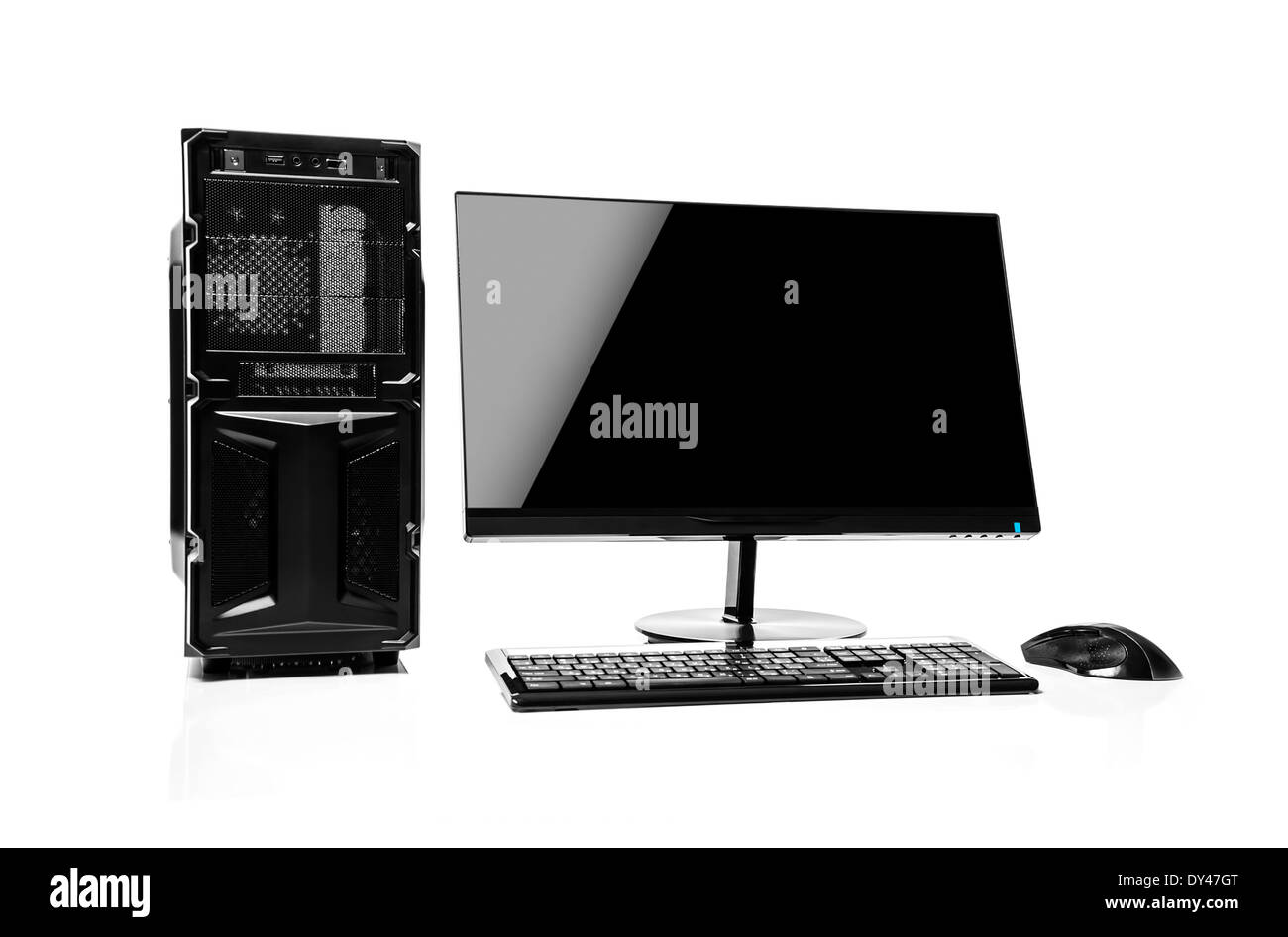 Pc computer technology equipment tower keyboard screen Black and White ...