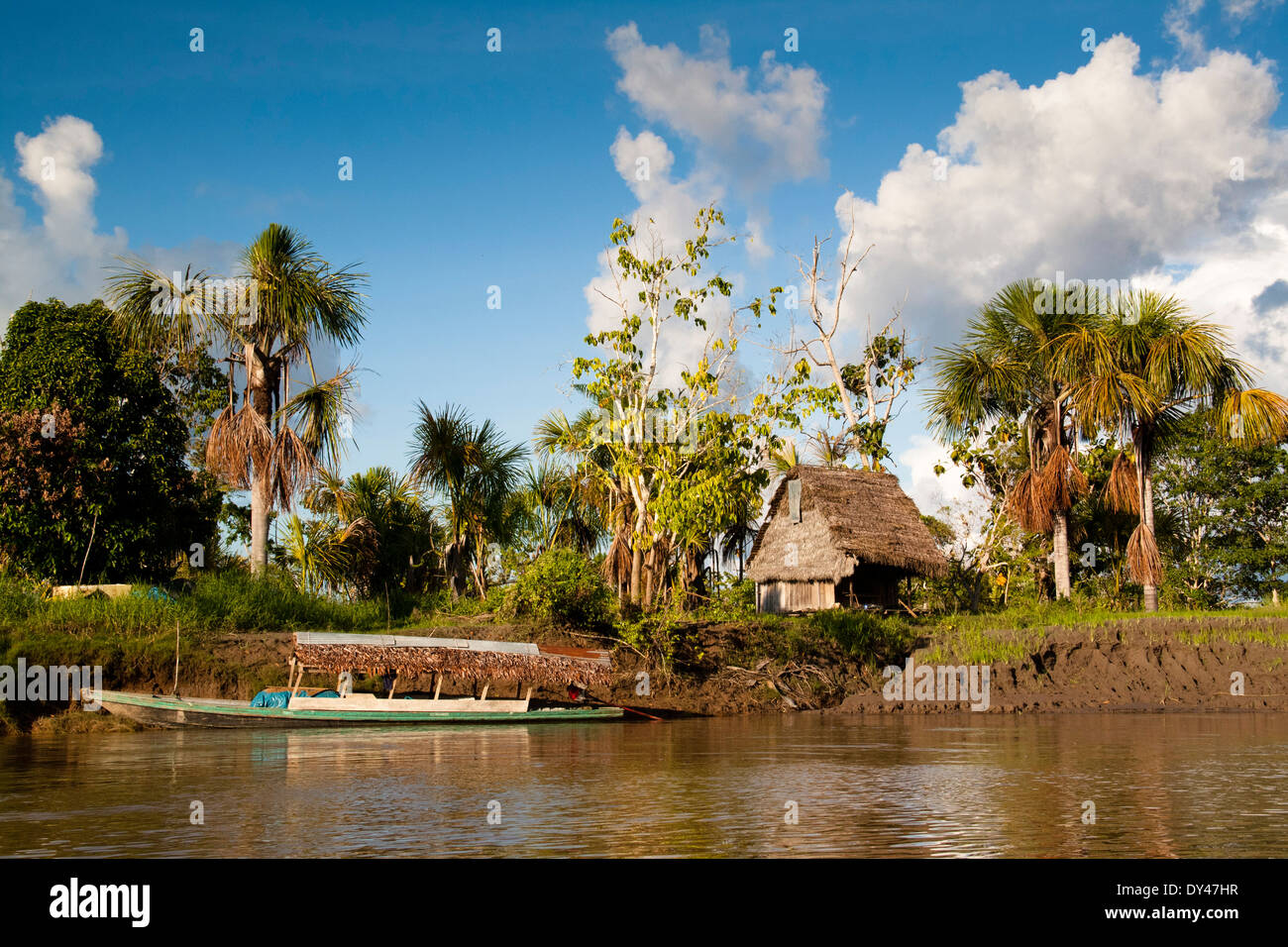 Authentic village in the Amazon rain forest near Iquitos, Peru Stock ...
