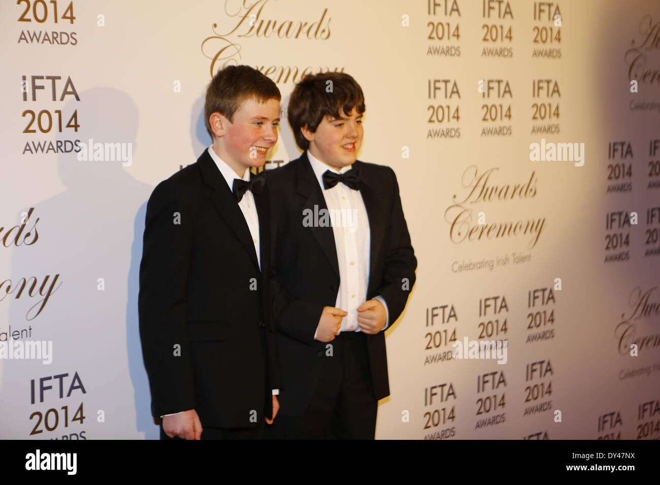 Dublin, Ireland. 5th April 2014. Child actors David Rawle (left) and ...