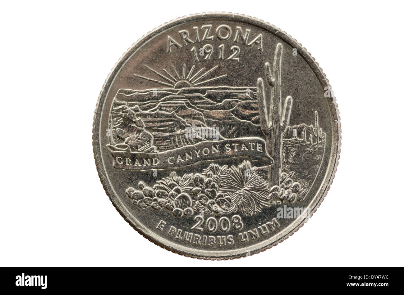 Arizona State commemorative quarter coin isolated on white background ...