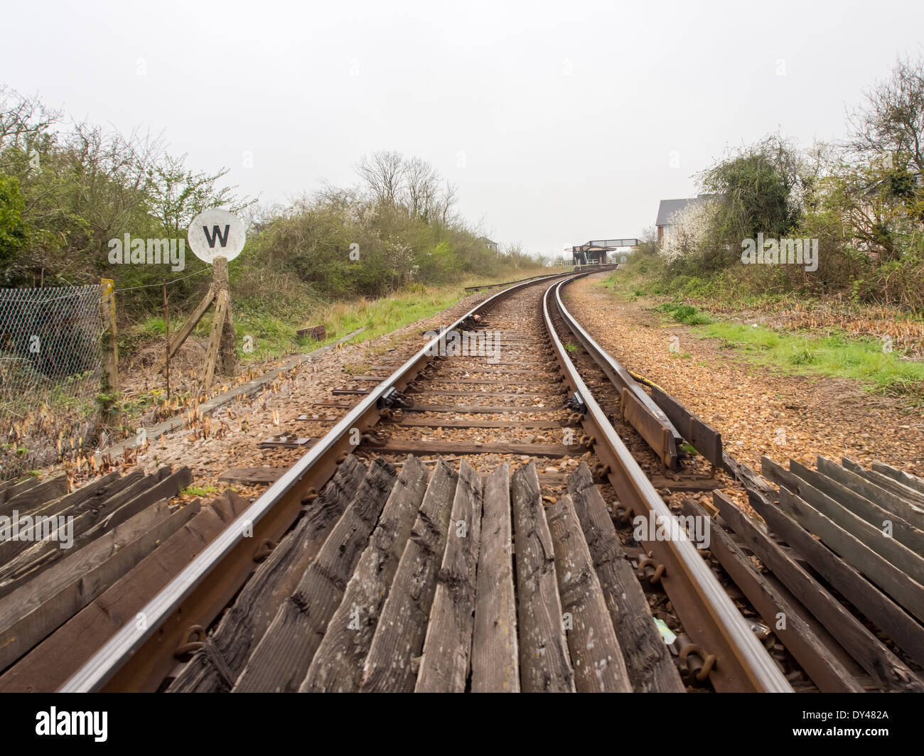 Footpath level crossing on the Island line at Brading on the Isle of ...