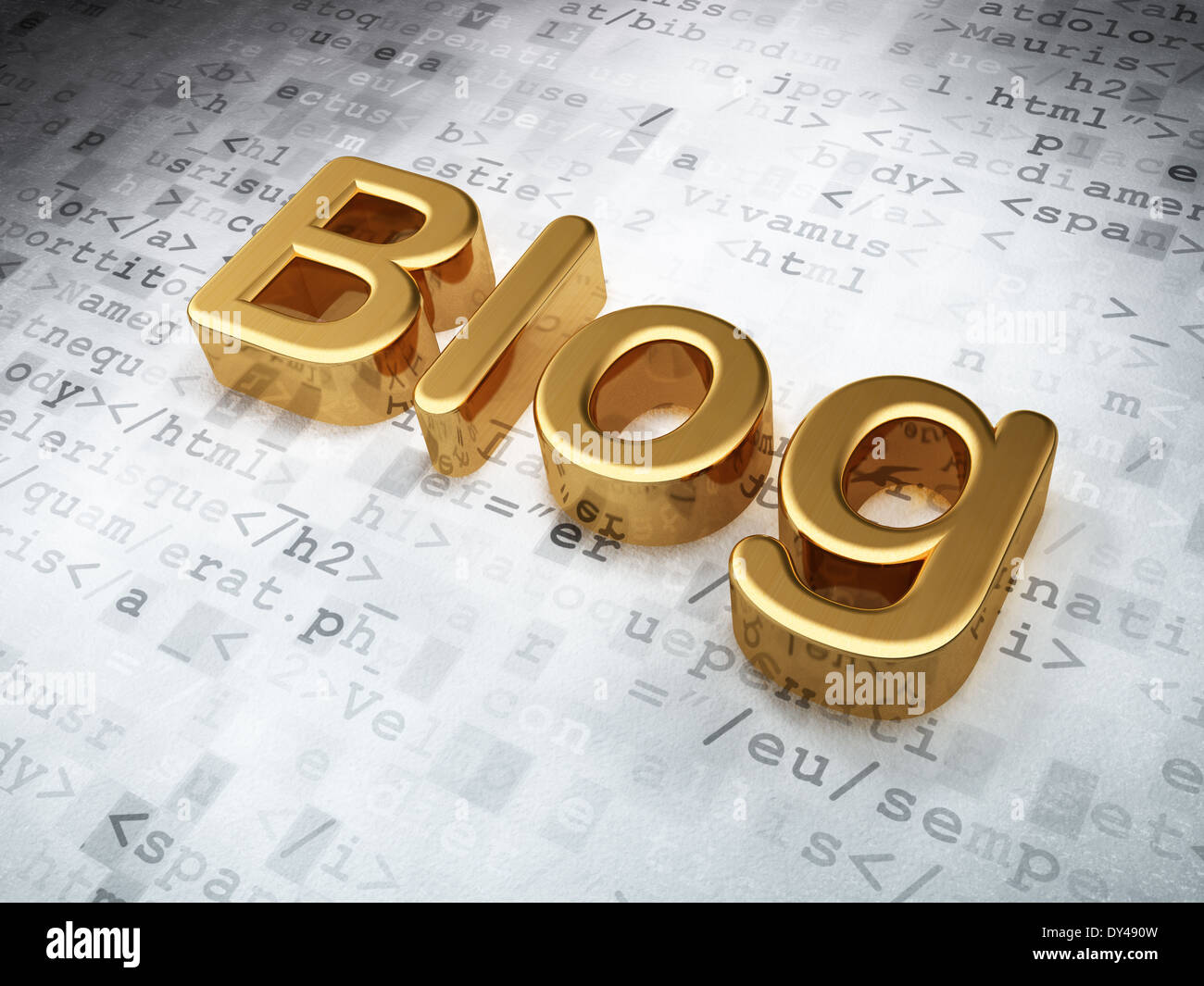 SEO web design concept: Golden Blog on digital background Stock Photo ...