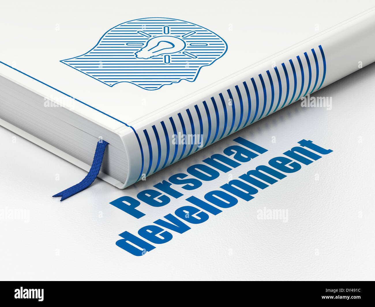 Education concept: book Head With Light Bulb, Personal Development on ...