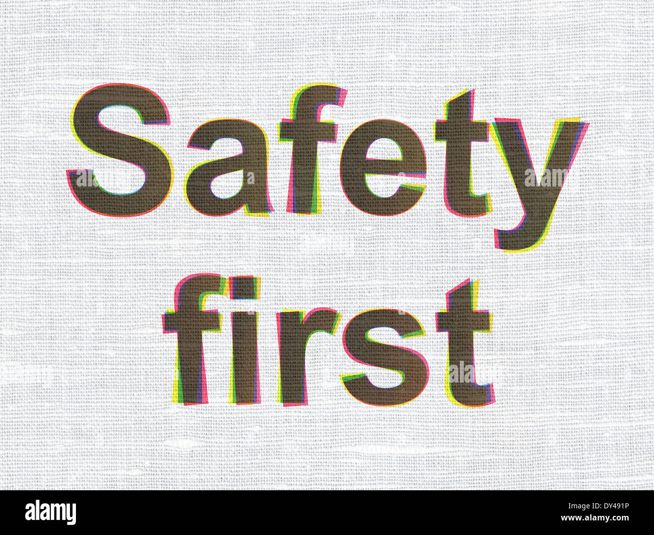 Protection concept: Safety First on fabric texture background Stock ...