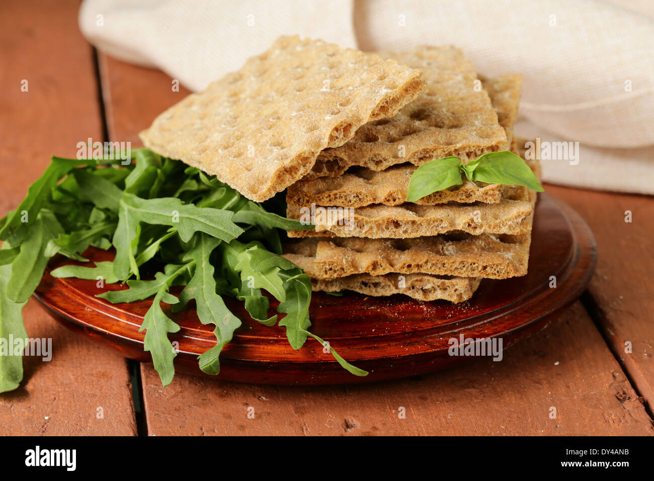 stack of dietary whole wheat crisp bread - healthy eating Stock Photo ...