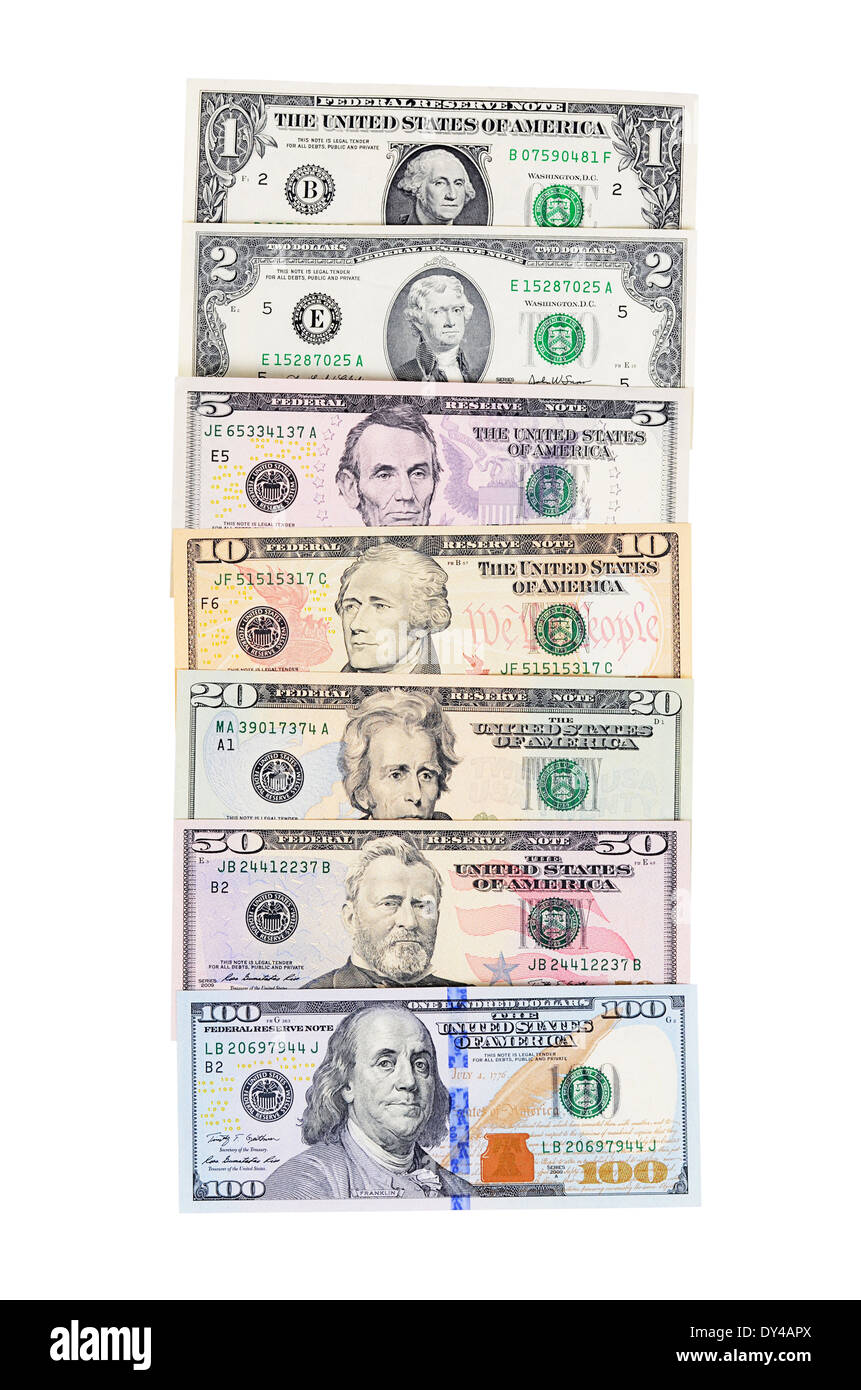 The dollar banknotes isolated on white background Stock Photo - Alamy