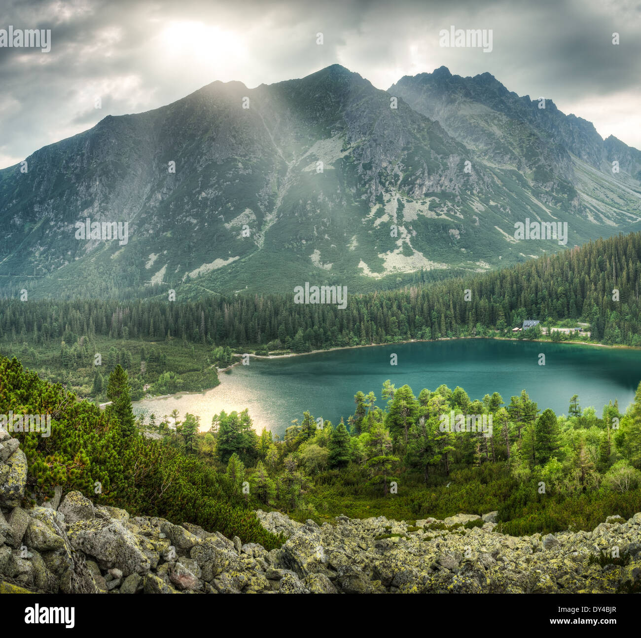 mountain landscape with pond, High Tatras, Slovakia Stock Photo - Alamy