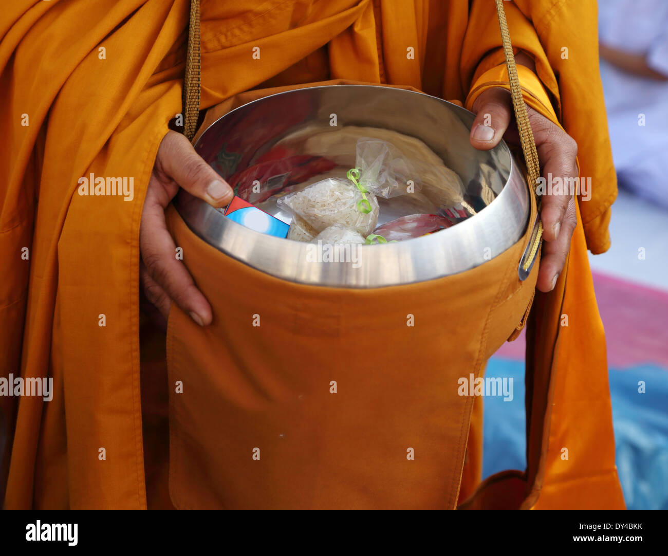 Buddhist monk's alms bowl, thailand Stock Photo - Alamy