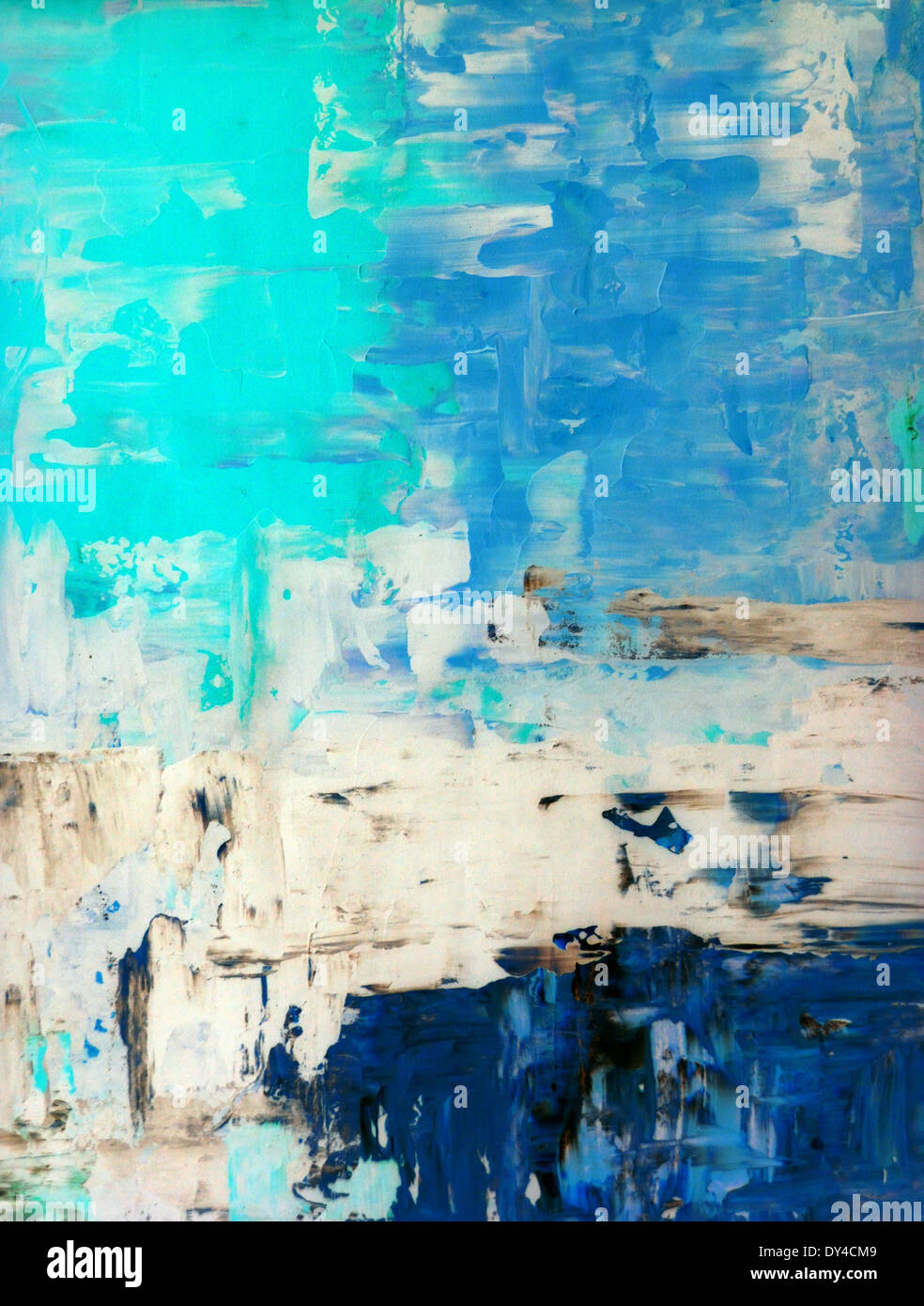 Turquoise beige abstract art painting hi-res stock photography and ...