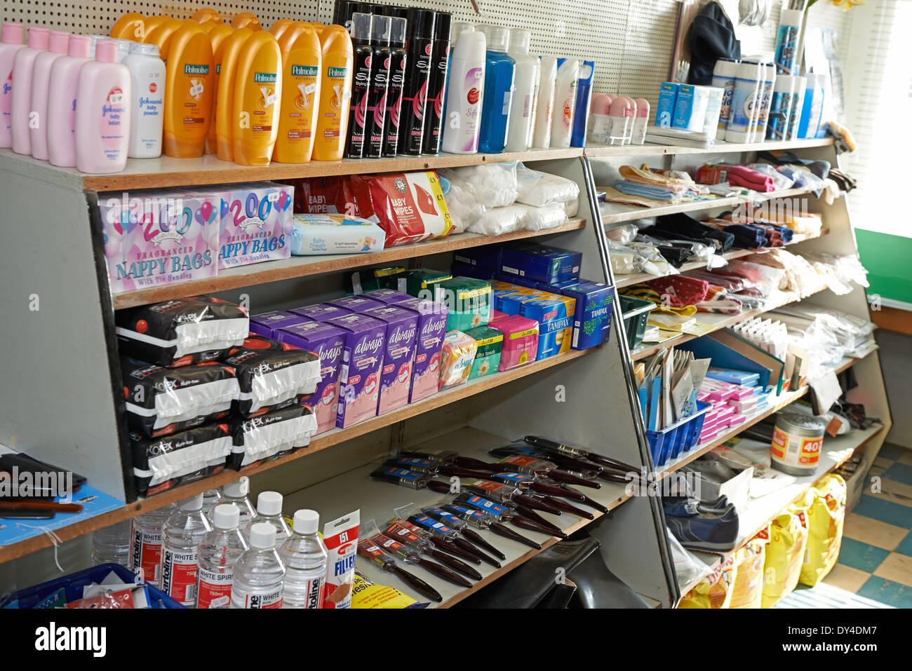 Products on the shelves in a village shop Stock Photo - Alamy